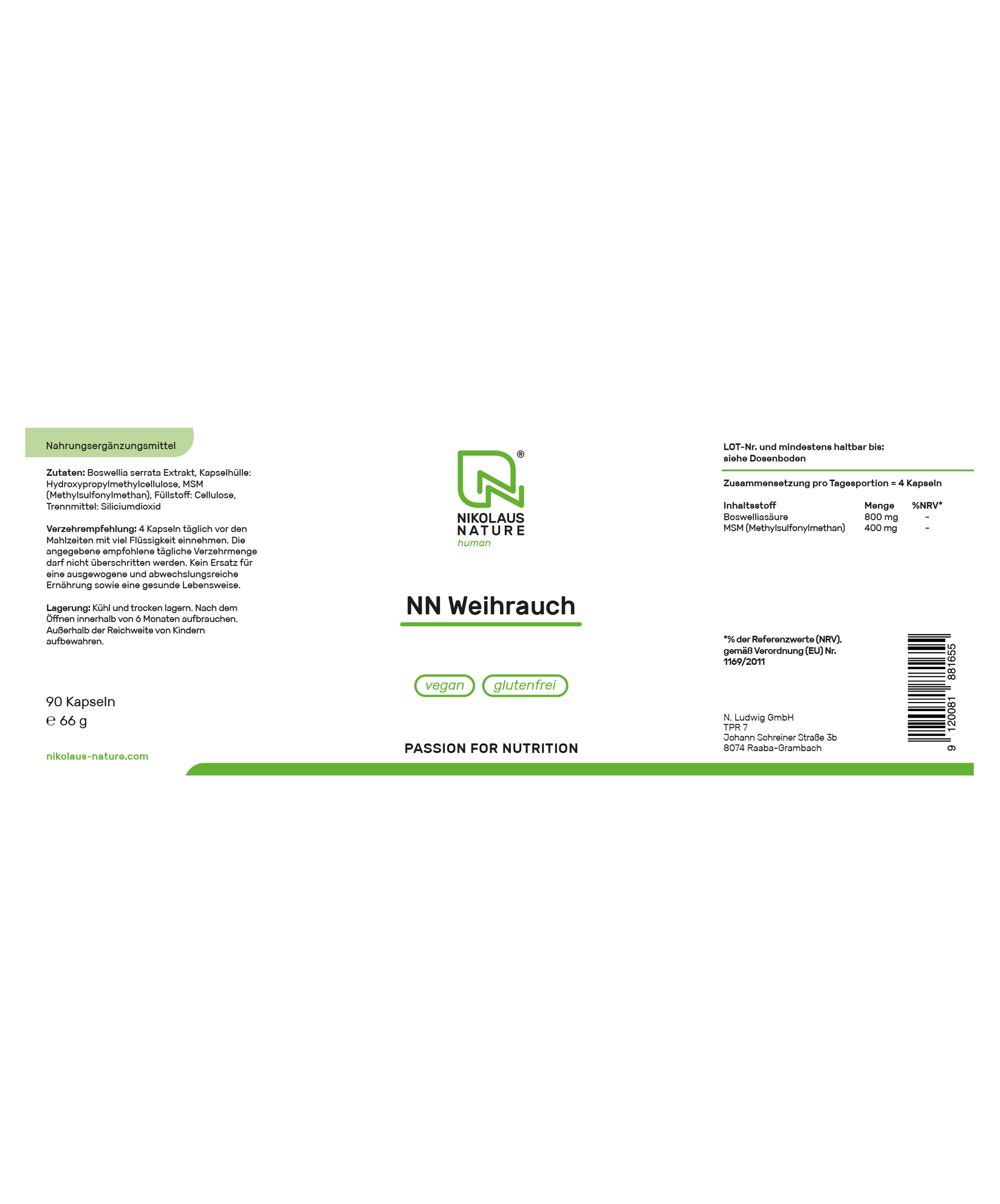 NN Frankincense Capsules with Boswellia and MSM – Nikolaus Nature